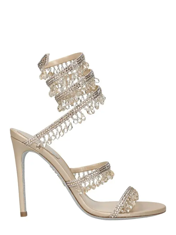 Rene Caovilla Embellished Chandelier Sandals 105 - Beige