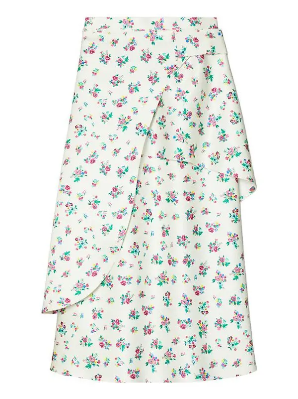 Tory Burch Satin Wrap Skirt - Multi Ditsy Floral