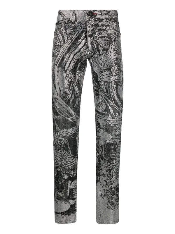 Philipp Plein Crystal-embellished Slim Cut Jeans - Black