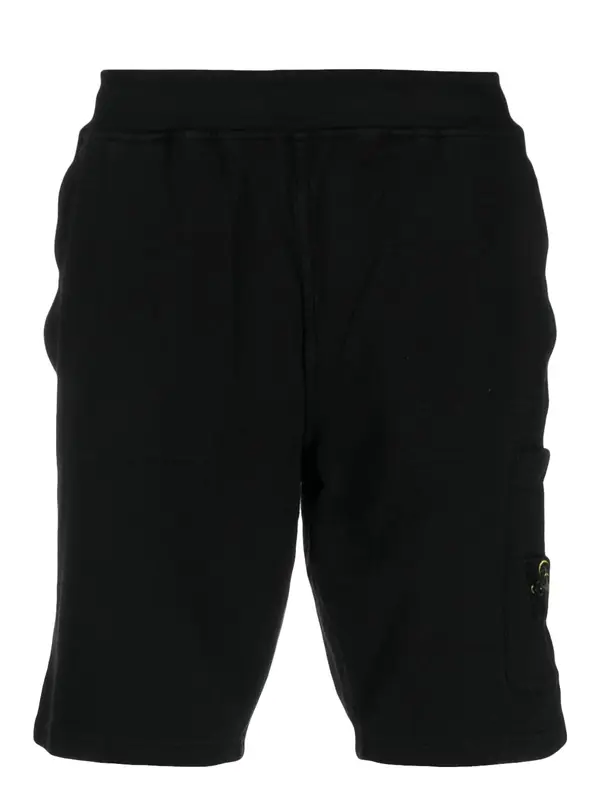 Stone Island Side Logo-patch Elasticated-waistband Shorts - Black
