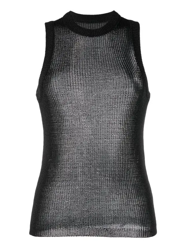 LOW CLASSIC Semi-sheer Sleeveless Top - Black