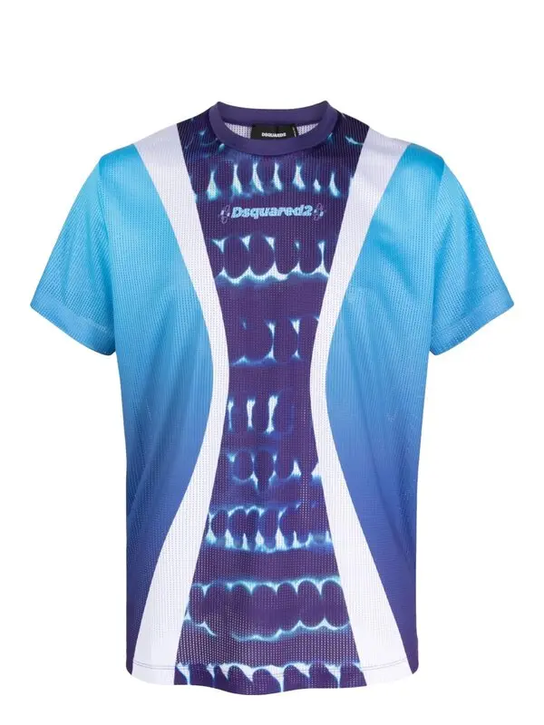 Dsquared2 Graphic-print Perforated T-shirt - Blue