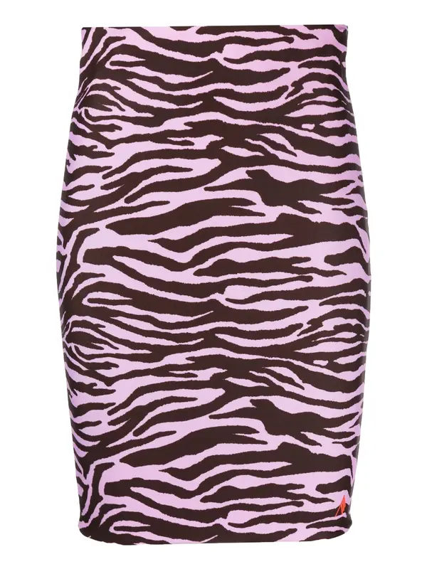 Attico Zebra-print Pencil Midi Skirt - Pink