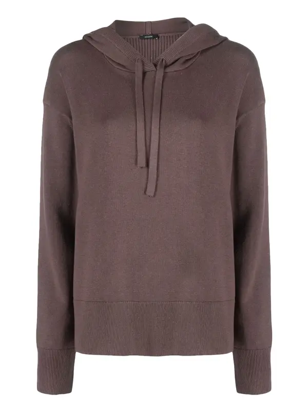 JOSEPH Knitted Drawstring Hoodie - Brown