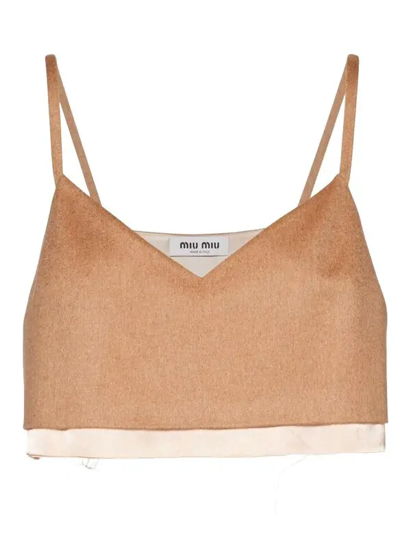 Miu Miu Frayed Crop Top - Neutrals