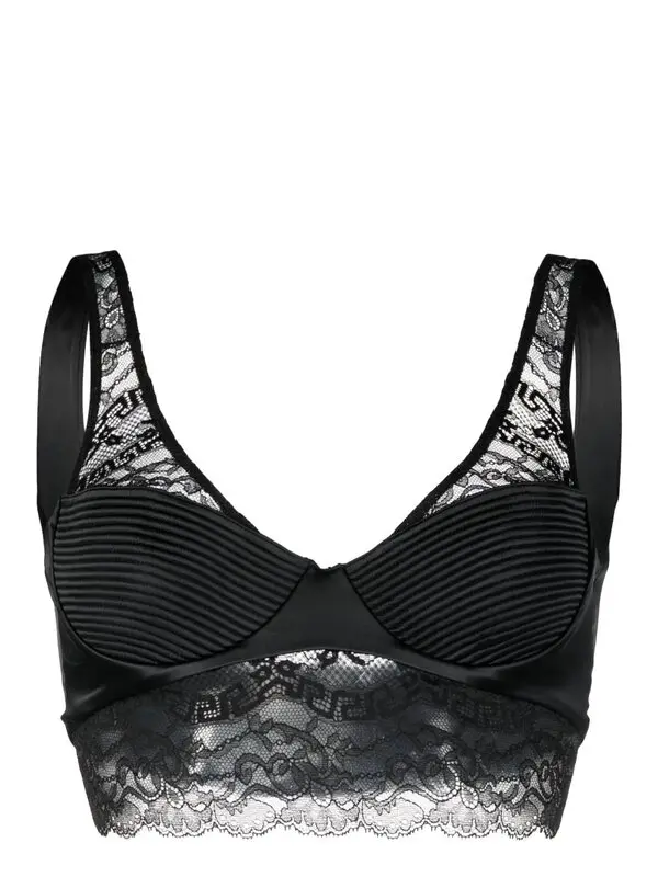 Versace Greca-detail Lace Bralette - Black