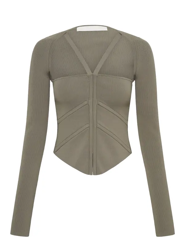 DION LEE Square-neck Corset Top - Grey