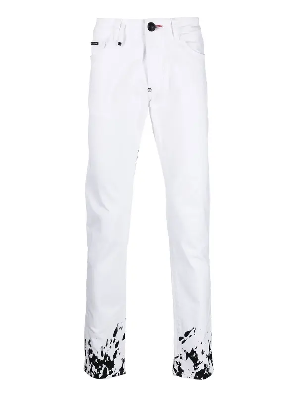 Philipp Plein Graphic-print Slim-cut Jeans - White