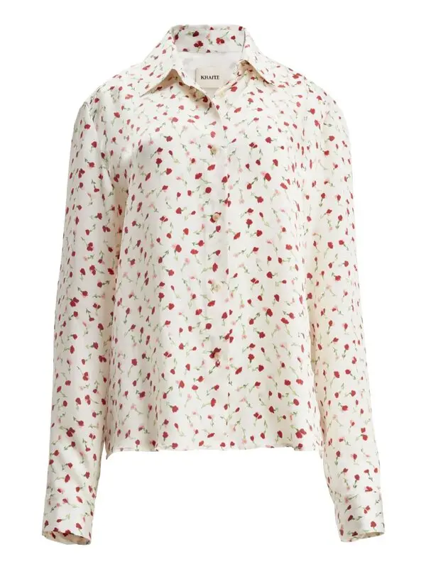 Khaite Argo Rose-print Shirt - Neutrals