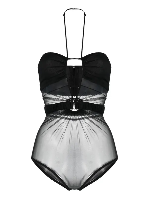 NENSI DOJAKA Sheer-panel Halterneck Bodysuit - Black