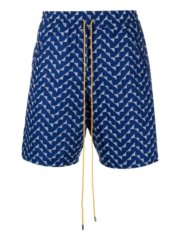 Rhude Beachfront Geometric-pattern Shorts - Blue