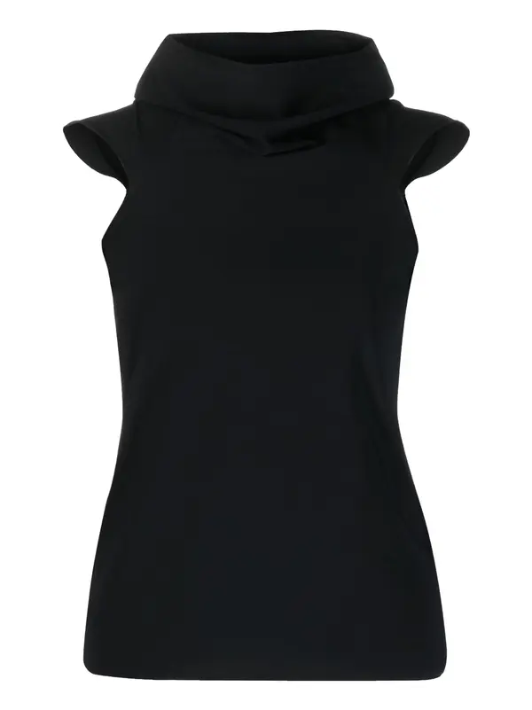 QUIRA Cowl-neck Knit Top - Black