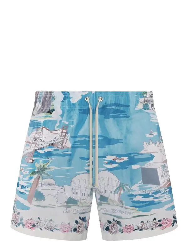 Amiri Graphic-print Swim Shorts - Blue