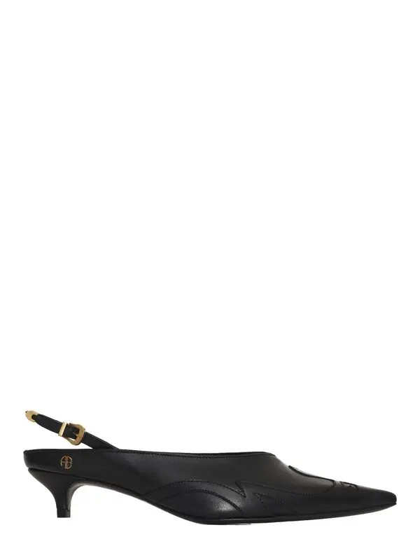 ANINE BING Rae 38mm Leather Slingback Pumps - Black