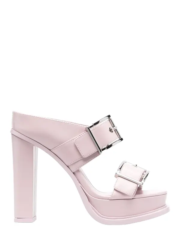 Alexander McQueen 120mm Leather Platform Mules - Pink
