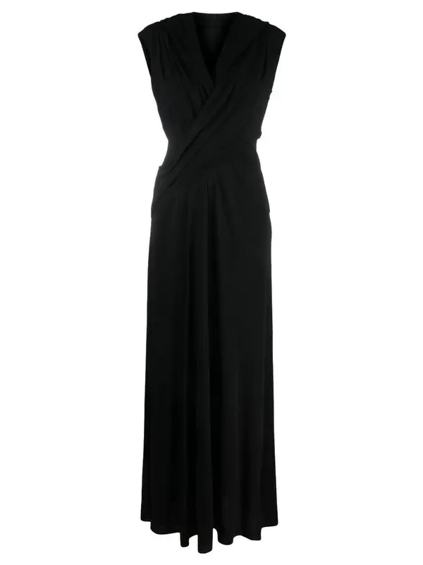 Alberta Ferretti Sleeveless V-neck Maxi Dress - Black