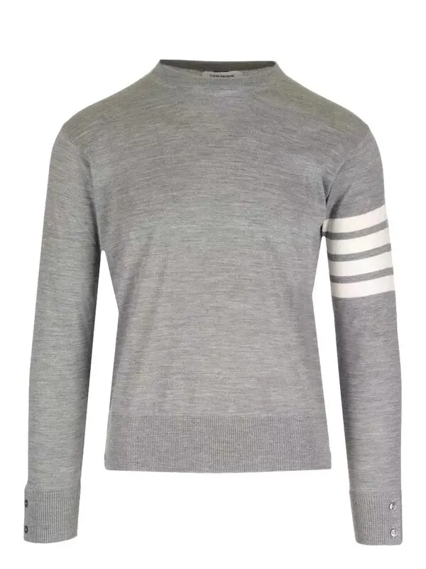 Thom Browne 4-bar Crew-neck Sweater - Grey