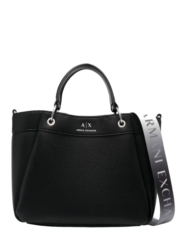 Armani Exchange Logo-print Leather Tote - Black