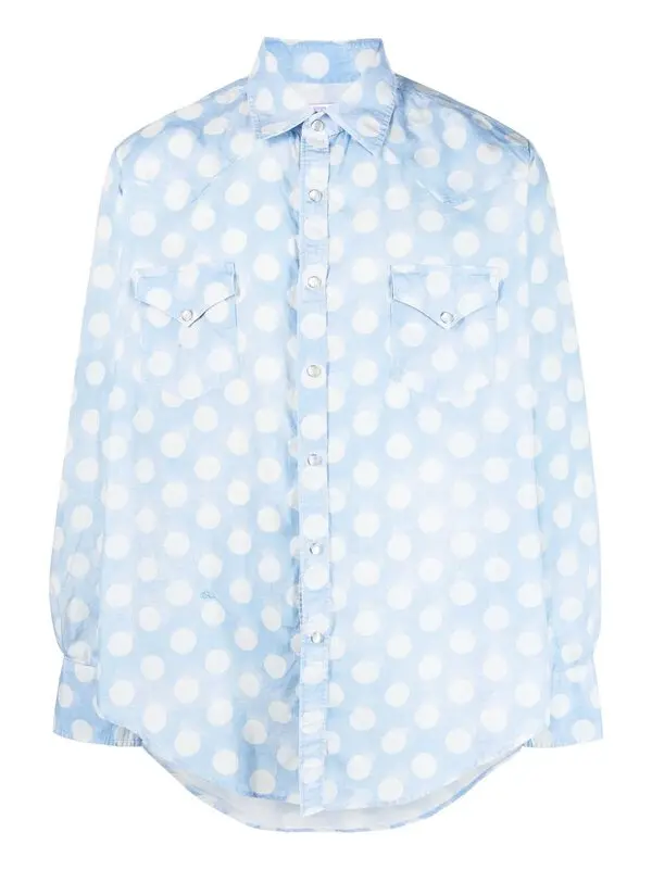 ERL Polka-dot Print Cotton Shirt - Blue