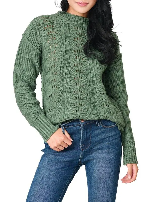 GIBSONLOOK Scallop Stitch Cotton-blend Sweater - Sage