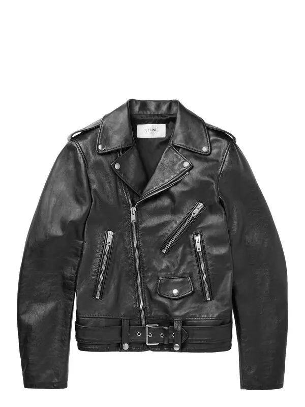 CELINE HOMME Leather Zip Detail Jacket - Black