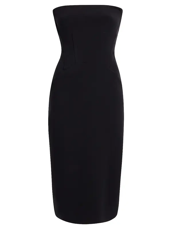 Another Tomorrow Doppio Structured Wool Midi Dress - Black