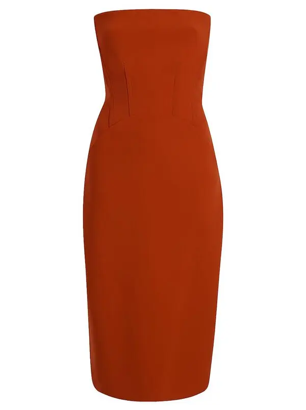 Another Tomorrow Doppio Structured Wool Midi Dress - Sedona Red