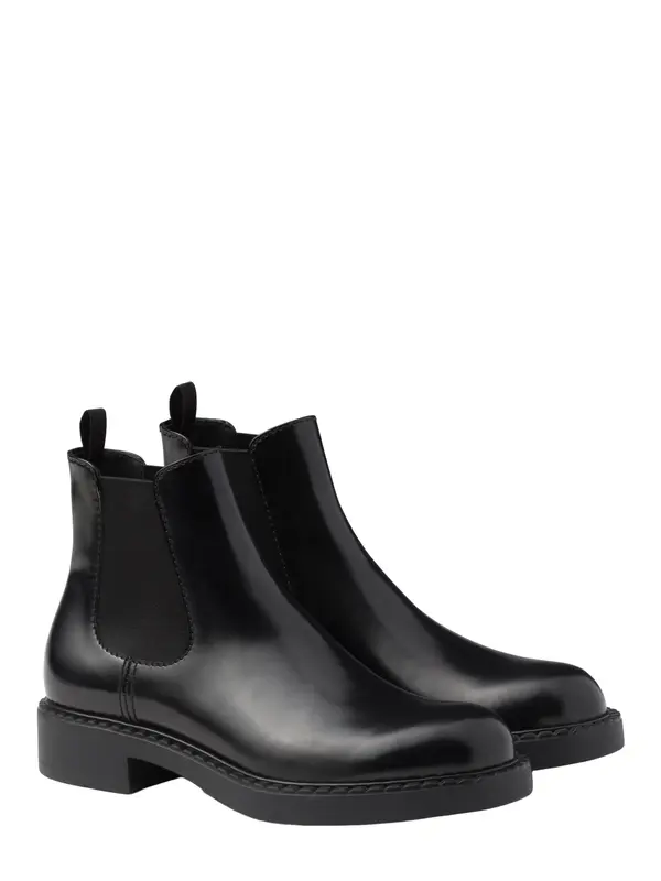 Prada Brushed Leather Chelsea Boots - Black