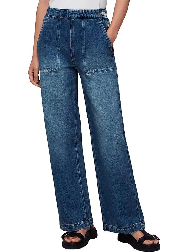 Whistles Cotton Authentic Side Zip Straight Jeans - Denim