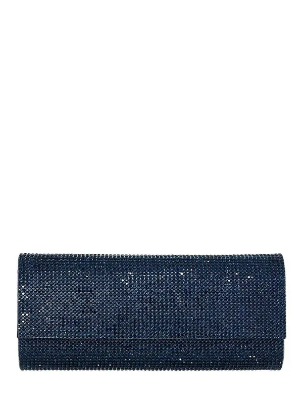 Judith Leiber Perry Beaded Crystal Clutch Bag - Silver/midnight Navy