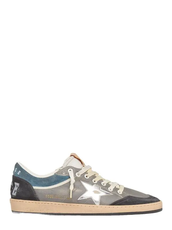Golden Goose Ballstar Leather And Suede Sneakers - Gry/slv/blu
