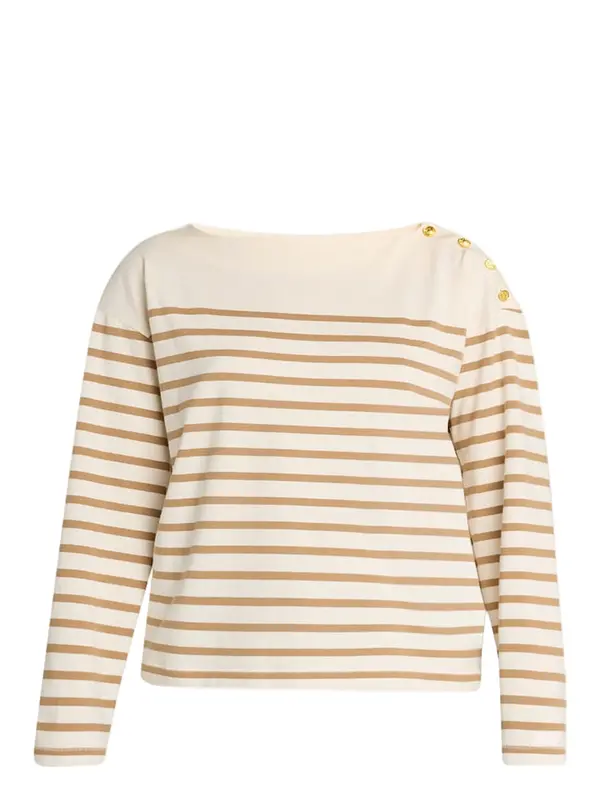 Rag & Bone Bardot Striped Knit Top - Camelstrp