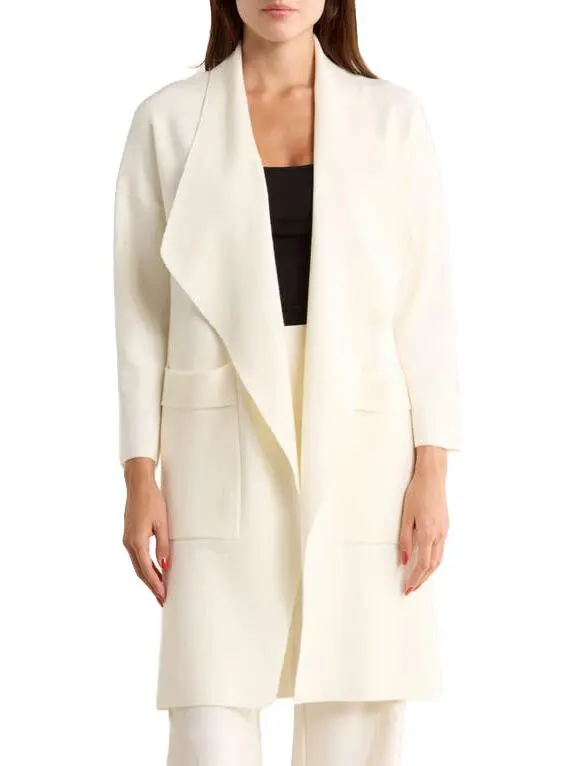 BY DESIGN Andrea Open Front Long Cardigan - Egret