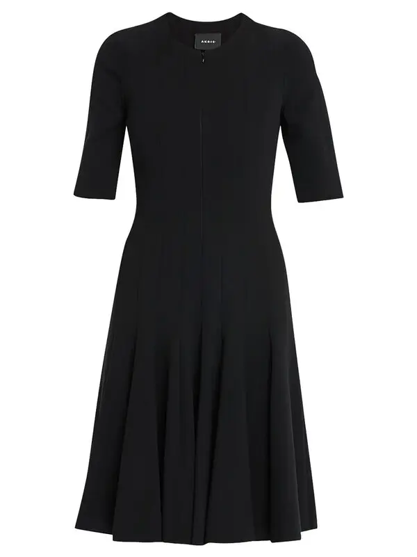 Akris Elbow-sleeve Zip-front Dress - Black
