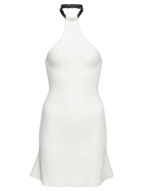COURREGES Courrèges Ribbed-knit Halterneck Minidress - White