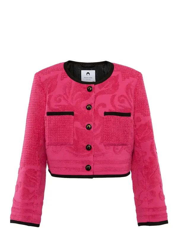MARINE SERRE Jacquard Cropped Jacket - Pink