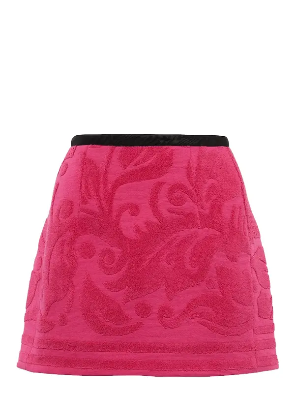 MARINE SERRE Jacquard Cotton Mini Skirt - Pink
