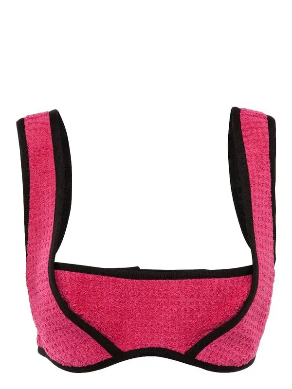 MARINE SERRE Jacquard Cotton Bra Top - Pink