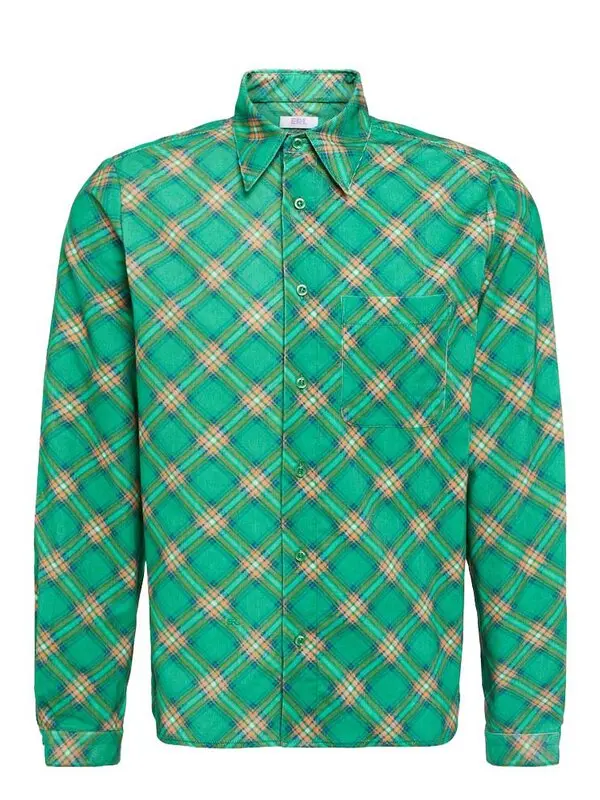 ERL Checked Cotton Corduroy Shirt - Green