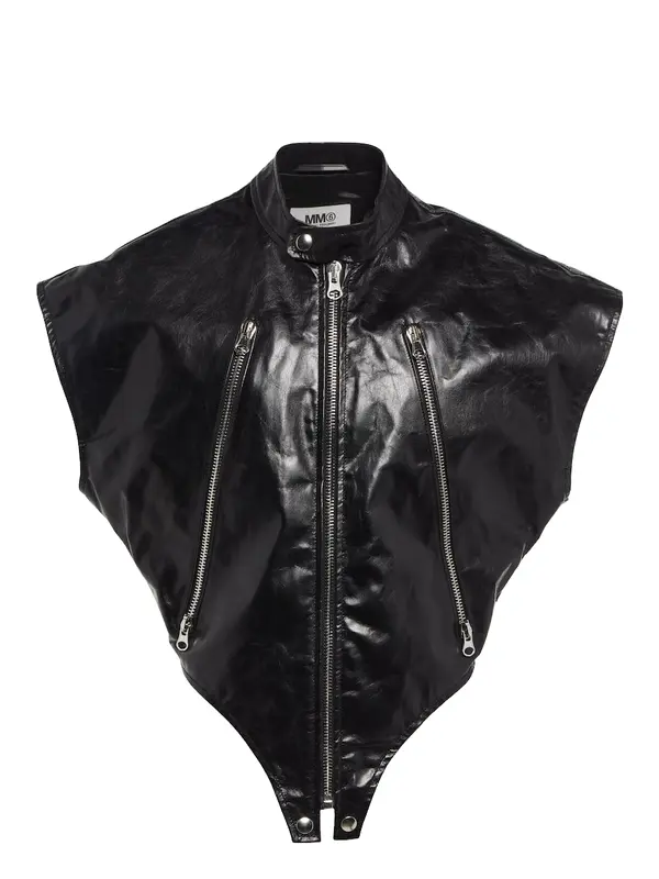 MAISON MARGIELA Leather Biker Jacket - Black