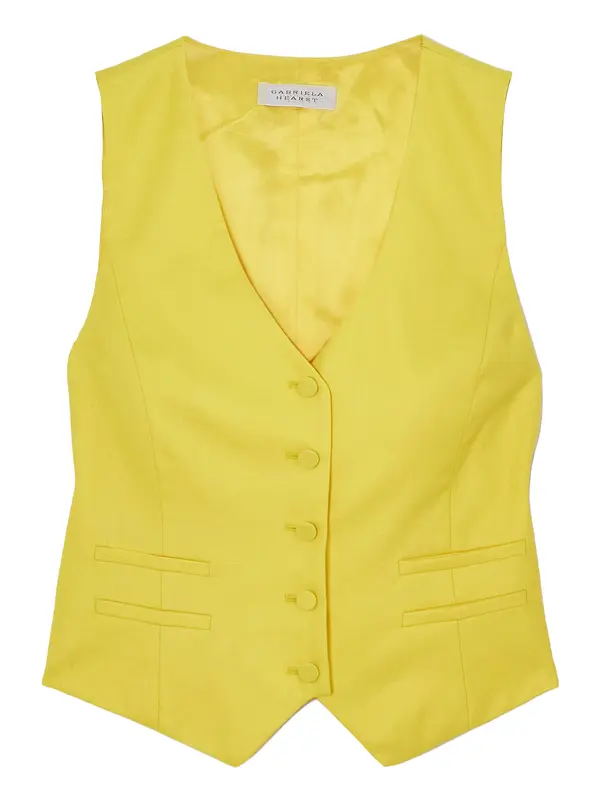 Gabriela Hearst Coleridge Wool, Silk And Linen-blend Vest - Yellow