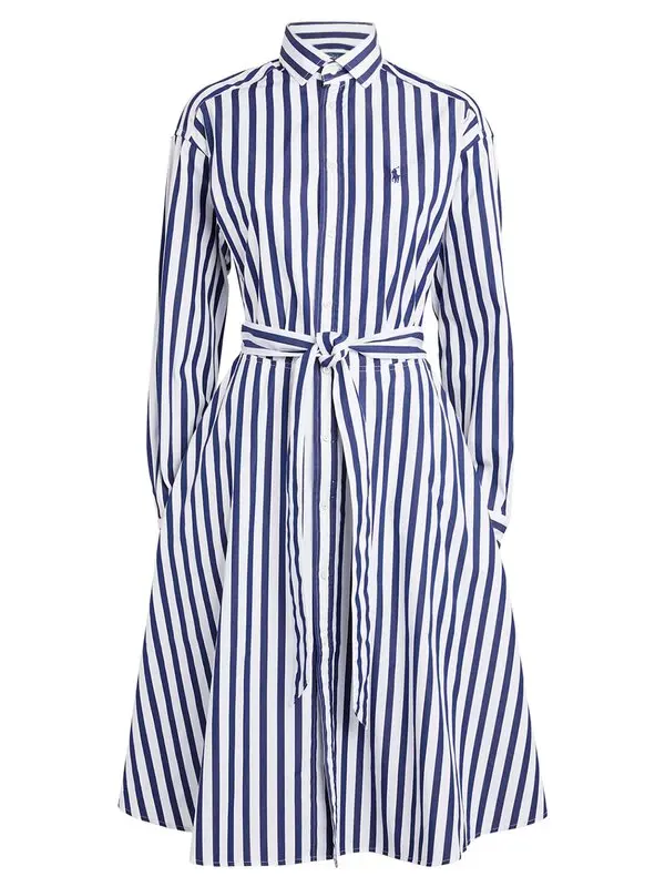 Polo Ralph Lauren Stripe Polo Pony Mini Shirt Dress - Blue