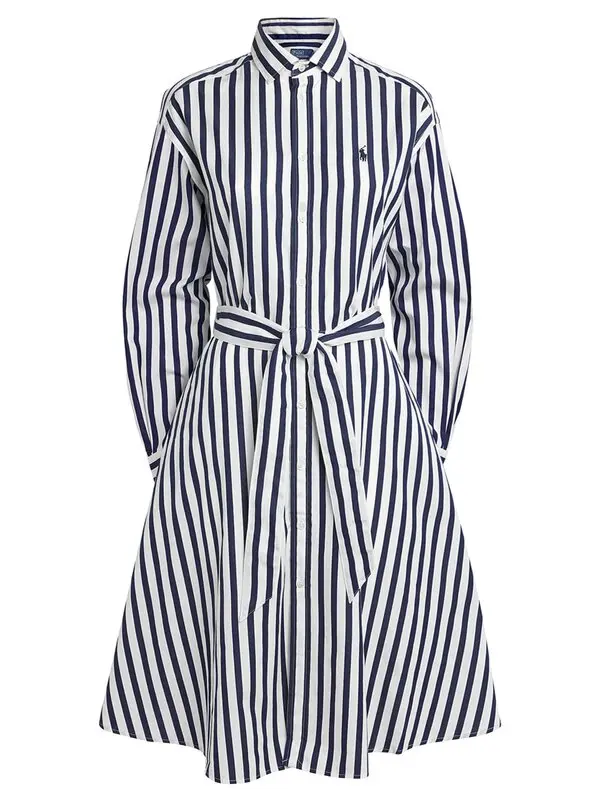Polo Ralph Lauren Stripe Polo Pony Mini Shirt Dress - Blue