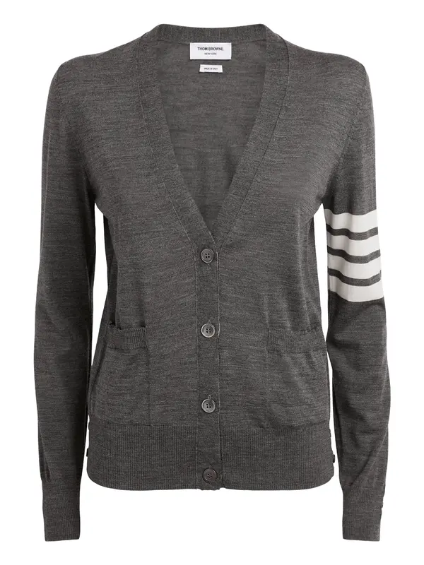 Thom Browne Wool Relaxed 4-bar Cardigan - Grey