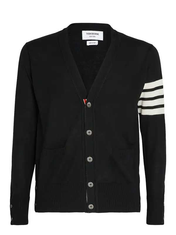 Thom Browne Merino Wool 4-bar Cardigan - Black