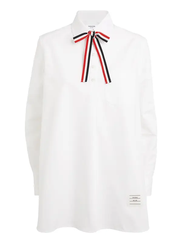 Thom Browne 4-bar Stripe Bow-tie Shirt - White