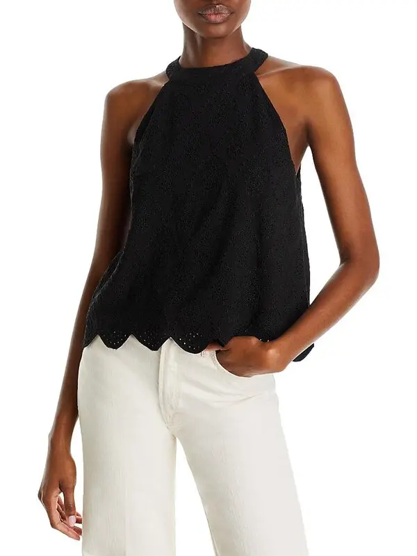 Aqua Sleeveless Eyelet Top Exclusive - Black