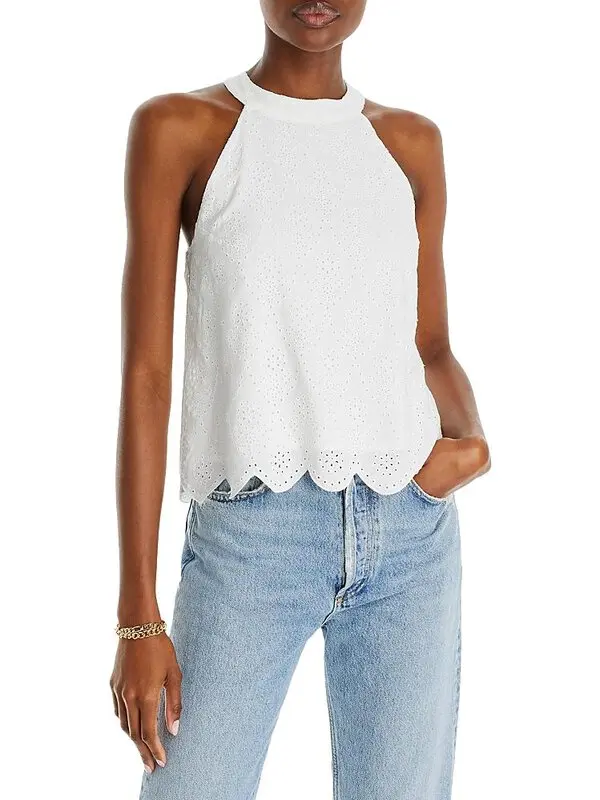 Aqua Sleeveless Eyelet Top Exclusive - White