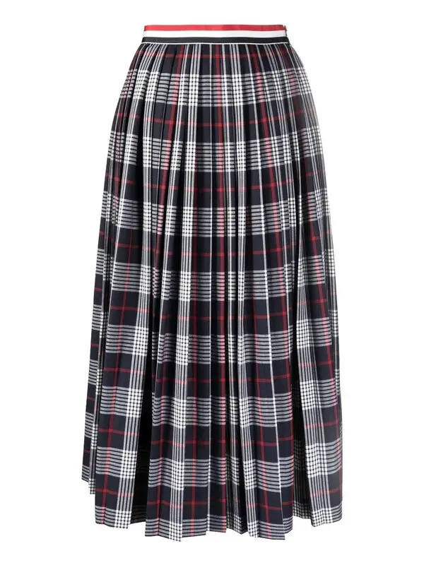 Thom Browne Checked Pleated Skirt - Blue