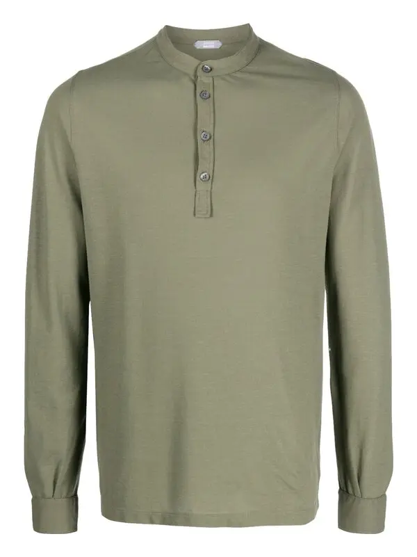 ZANONE Band-collar Polo Shirt - Green